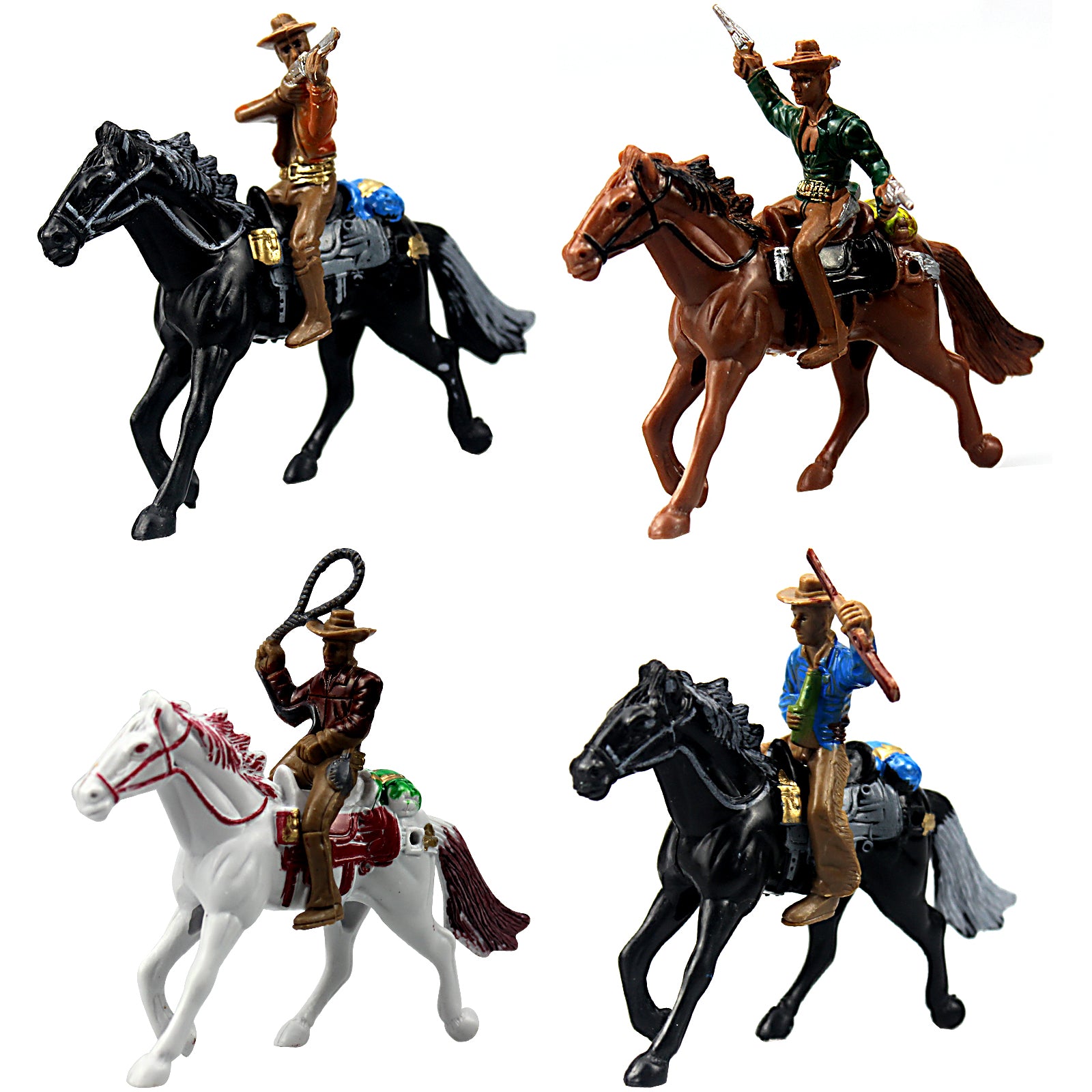 Western Cowboys Gunslingers with Horses Miniatures 4-Count – FUNSHOWCASE