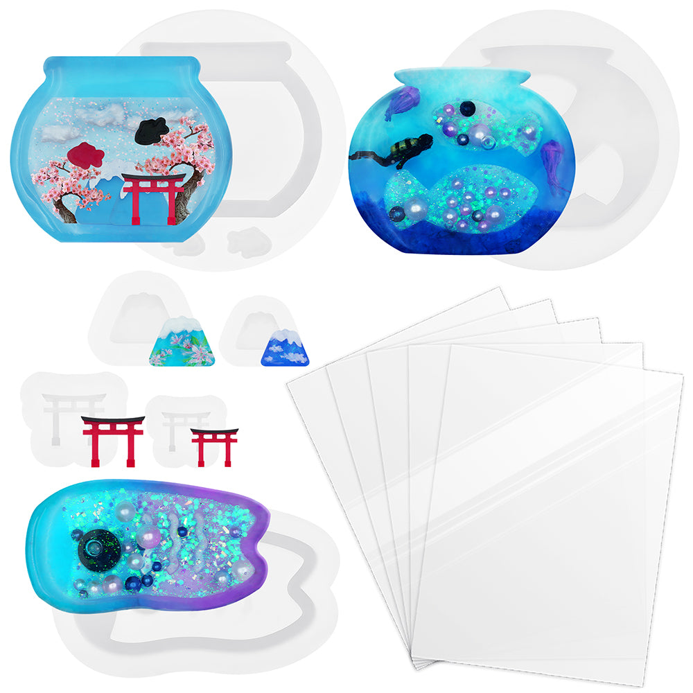 Fish Tank Torii Mt Fuji Carp Streamer Shaker Silicone Mold Set ...