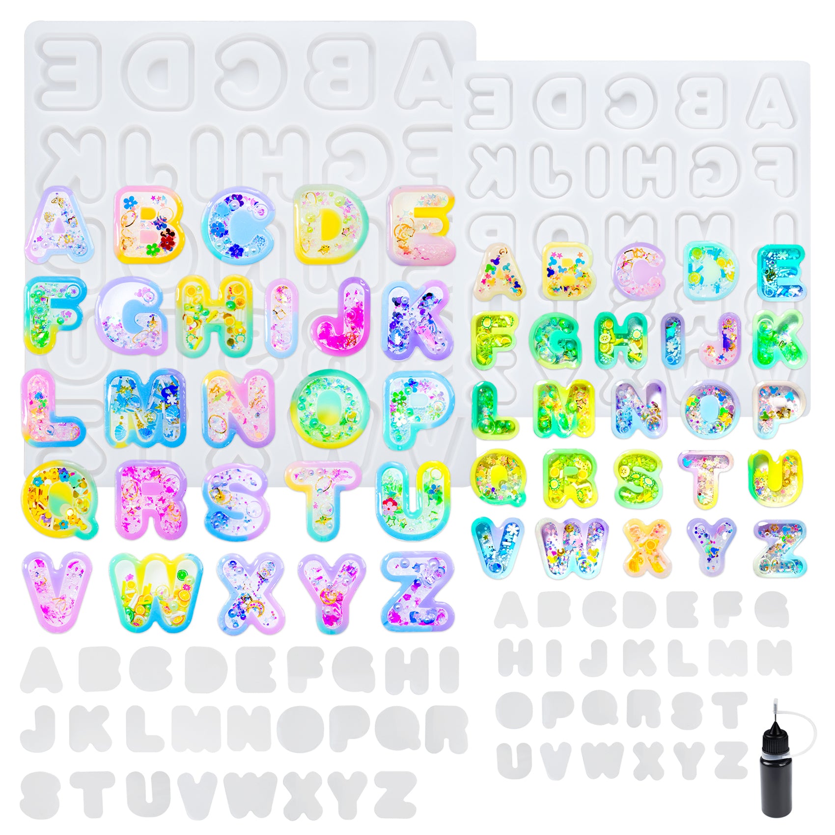 Alphabet Resin Shaker Molds Large and Small with Seal Films Precision ...