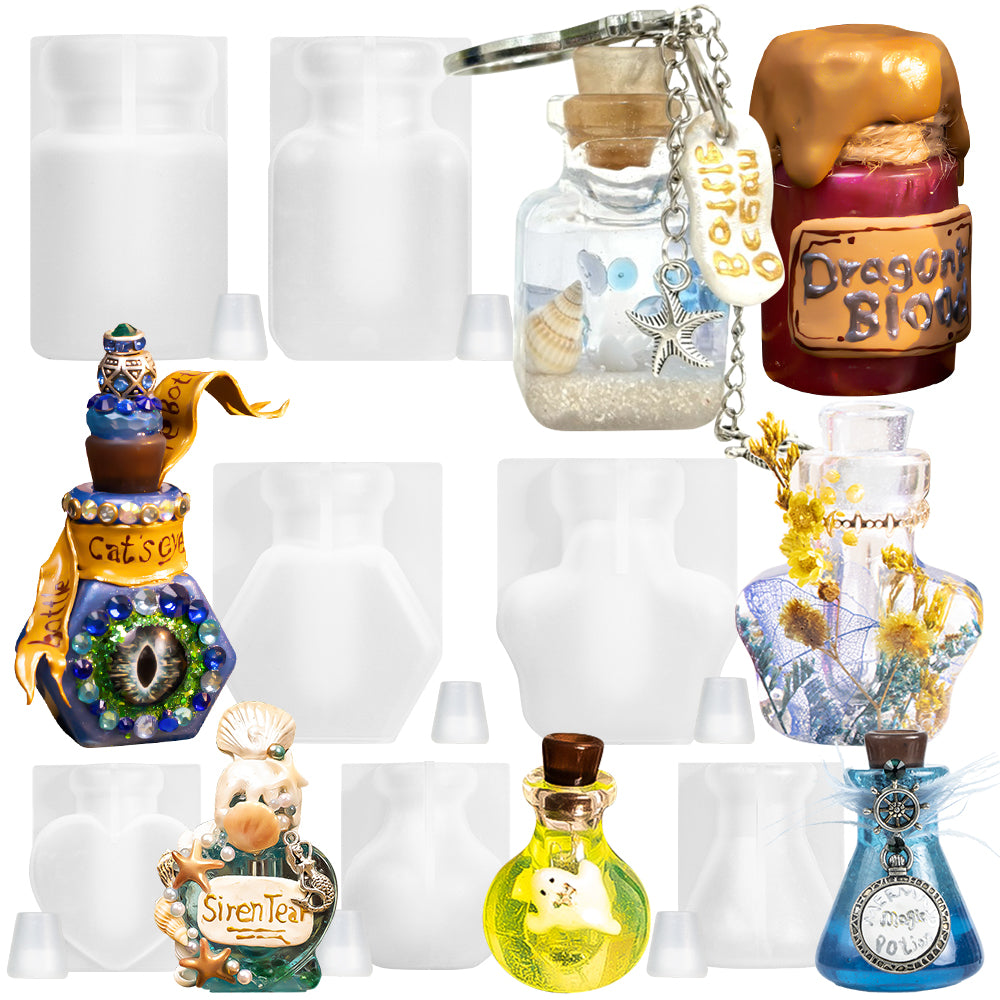 Mini Bottle UV Resin Silicone Mold Set 7 Potions with Manual – FUNSHOWCASE