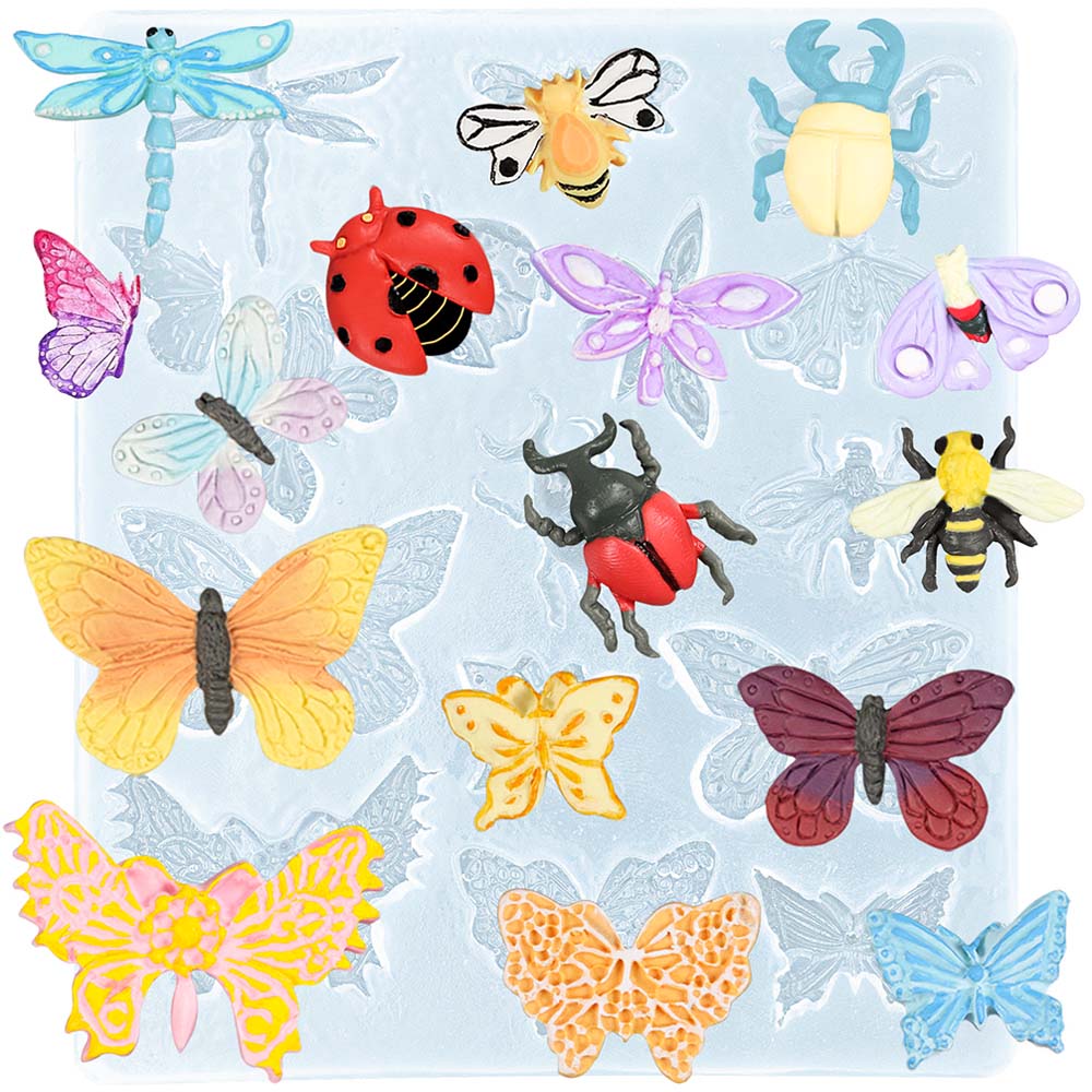 Butterfly and Insects Mold Silicone for Fondant, Air Dry Clay, Resin C ...
