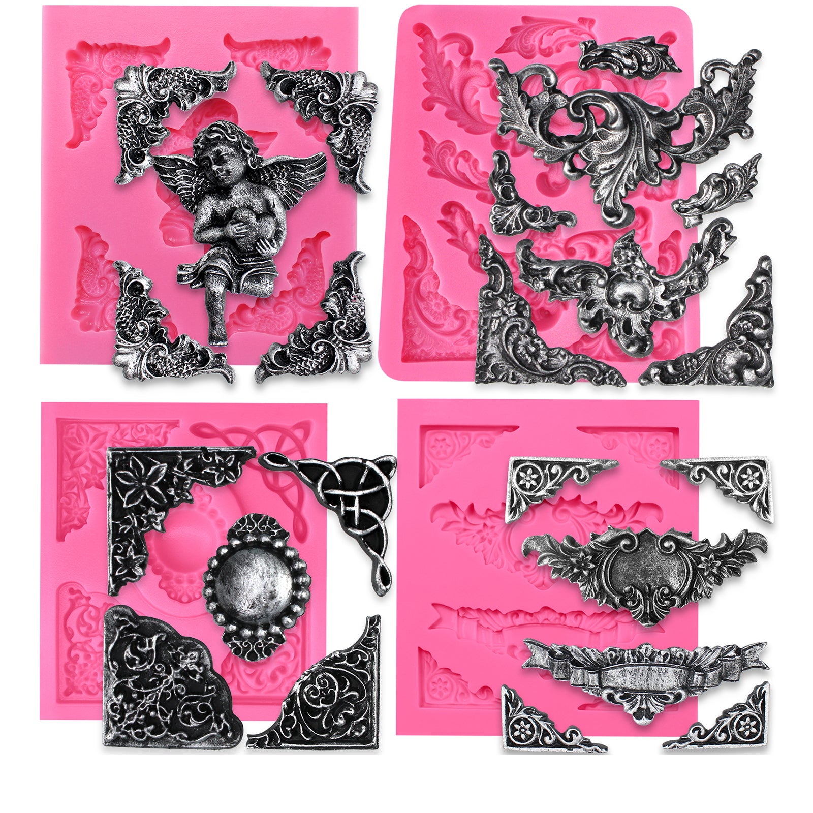 Vintage Scroll and Artworks Silicone Molds include Cherub, Tags, Cameo ...
