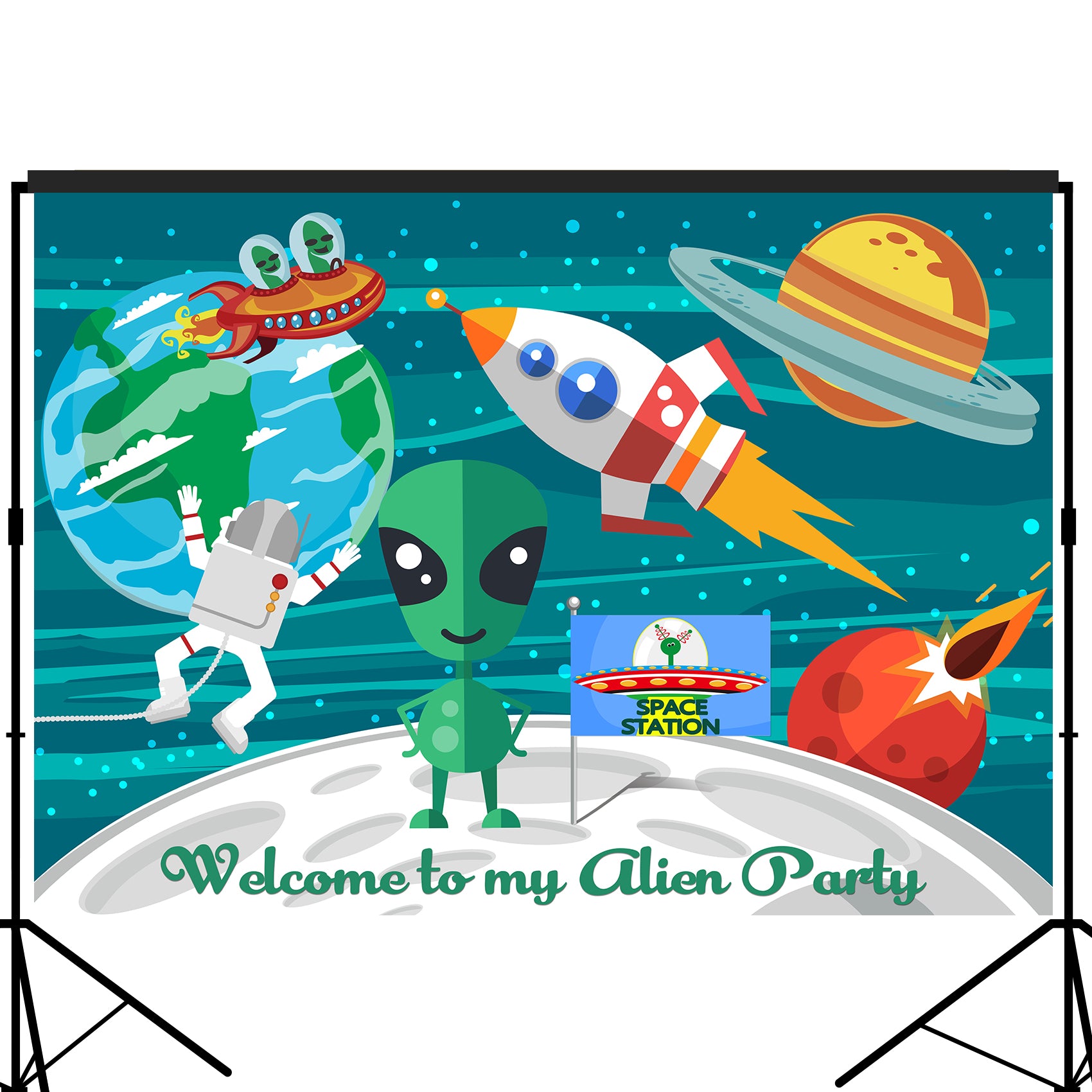 Outer Space Alian Party Backdrop 7x5 feet – FUNSHOWCASE