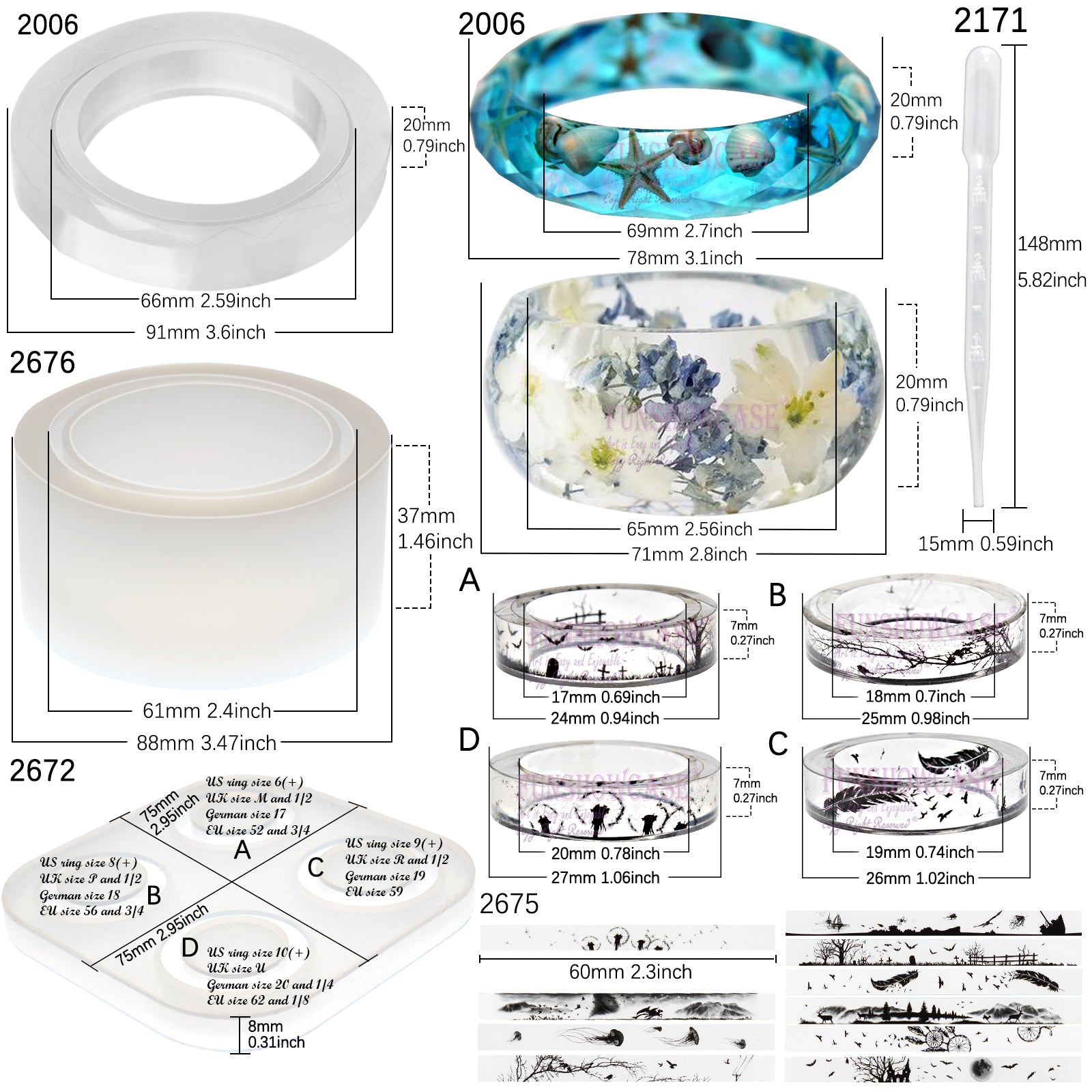 Bracelet and Ring Resin Jewelry Molds Larger Sizes Set 19 Kits ...