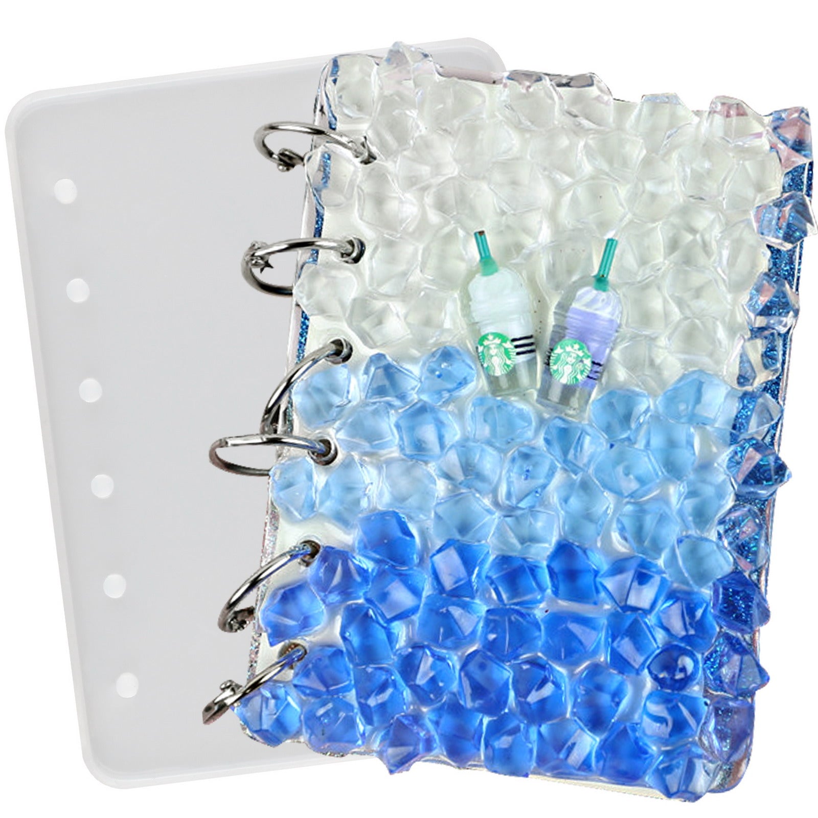 Notebook Cover Silicone Resin Mold with 6 Matching Book Rings-A7 5x3.7 ...