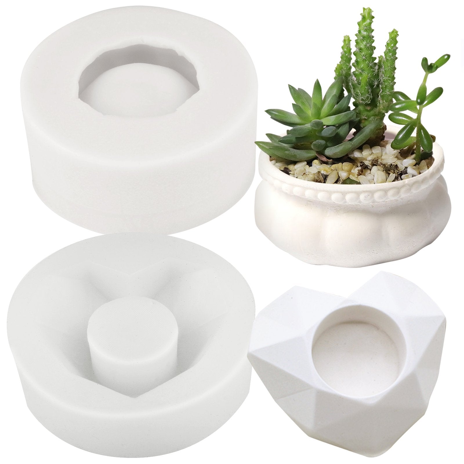 Faceted Heart & Round Flower Pot Silicone Molds 2-count – FUNSHOWCASE