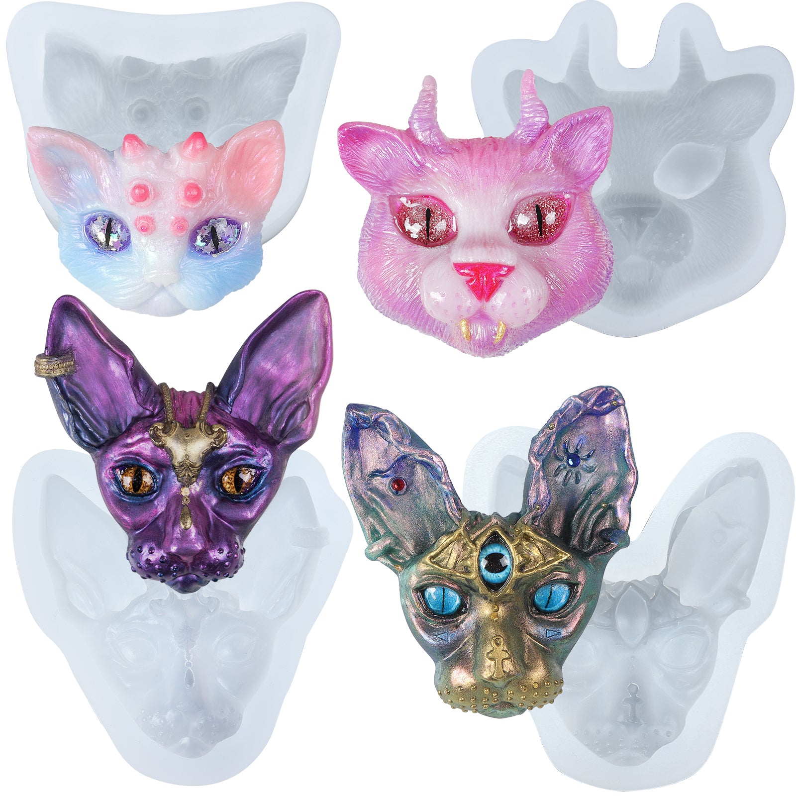 Devil Cat Silicone Molds 4-Bundle Set for Jewelry Casting Supplies ...