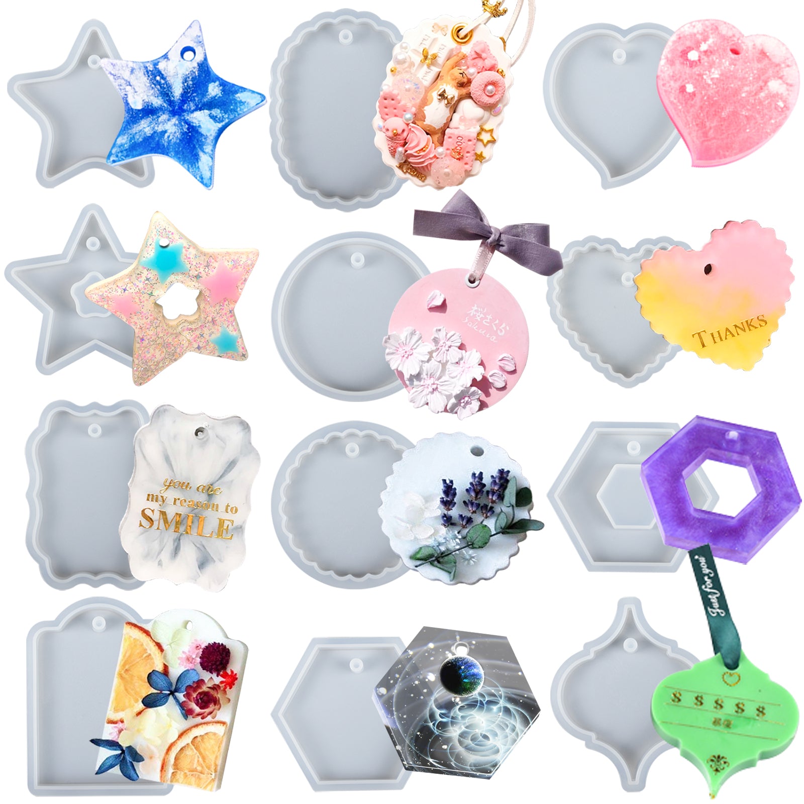 Geometry Epoxy Resin Silicone Molds Set with Holes 12-count Large ...
